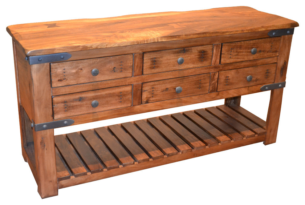 Greenview 6-Drawer Rustic Console Table - Rustic - Console Tables - by ...