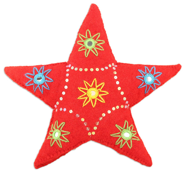 Novica Handmade Guiding Light Embroidered Wool Tree Topper - Christmas ...