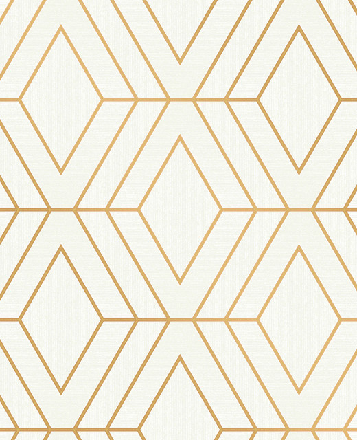 Adaline Off-White Geometric Wallpaper, Sample - Contemporary ...