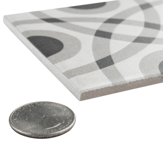 Twenties Circle Mini Ceramic Floor and Wall Tile, Sample - Contemporary ...