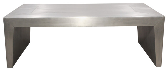 Pilot Huxley Modern Cocktail Table With Silver Aluminum Metal Cladding ...