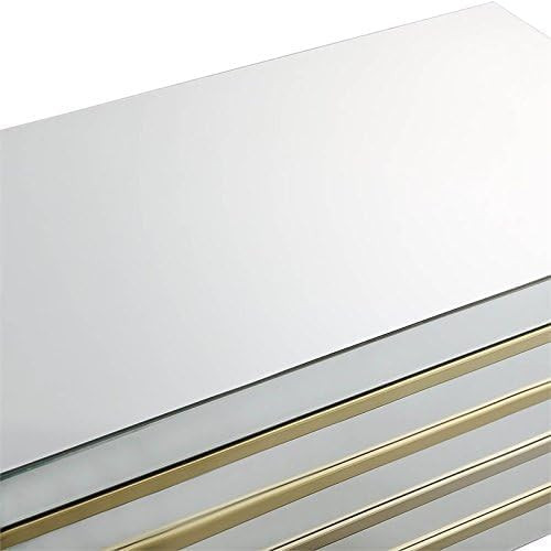 Contemporary Coffee Table, Mirrored Design With Elegant Golden Accents ...