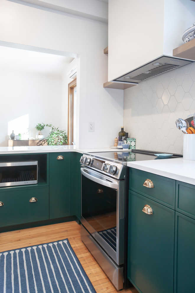 Hunter Green Kitchen Renovation with Quartz Countertops - Traditional ...