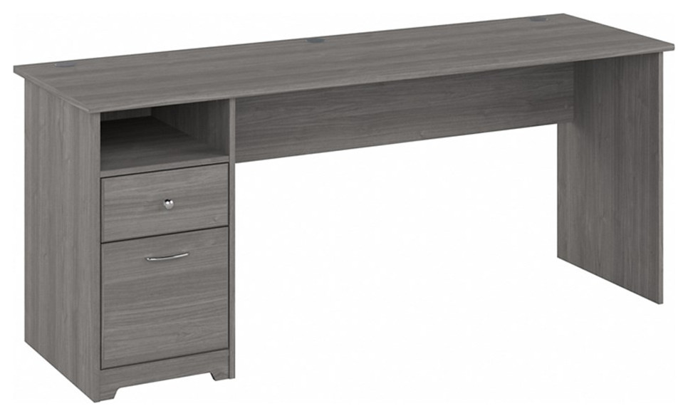 Cabot 72W Computer Desk with Drawers in Ash Gray - Engineered Wood ...