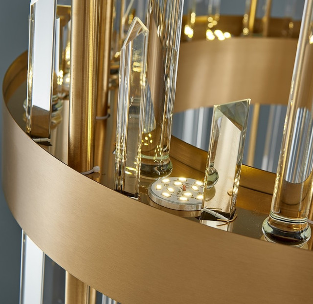 Royal Hanging Gold/Titanium/Copper Round Crystal Chandelier for Dining ...