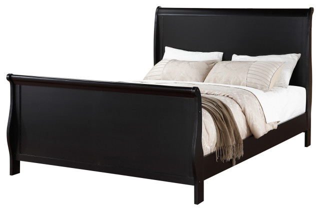 Wood Full Size Bed,Black - Transitional - Sleigh Beds - by SIMPLE RELAX ...