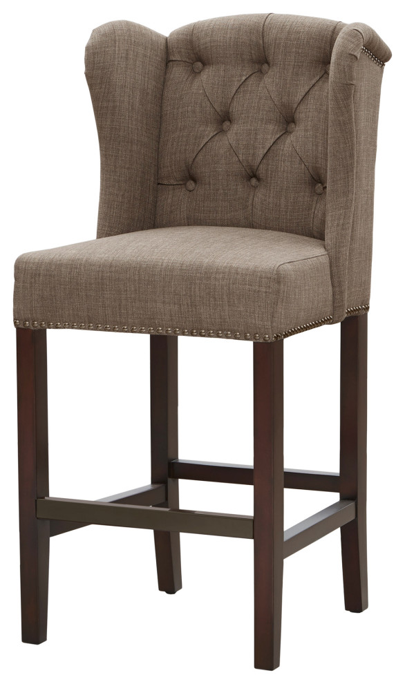 Madison Park Jodi Tufted Wing Back Counter Stool, Taupe - Transitional ...