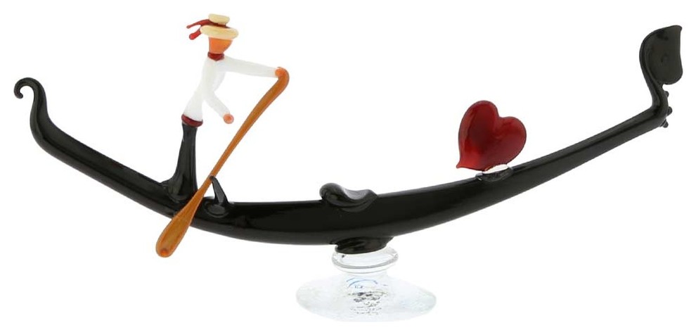 GlassOfVenice Murano Glass Venetian Gondola with Gondolier - Large ...