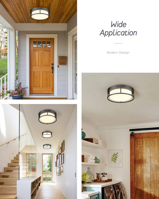 12 inch LED ceiling light black ceiling lamp with frosted glass shade ...