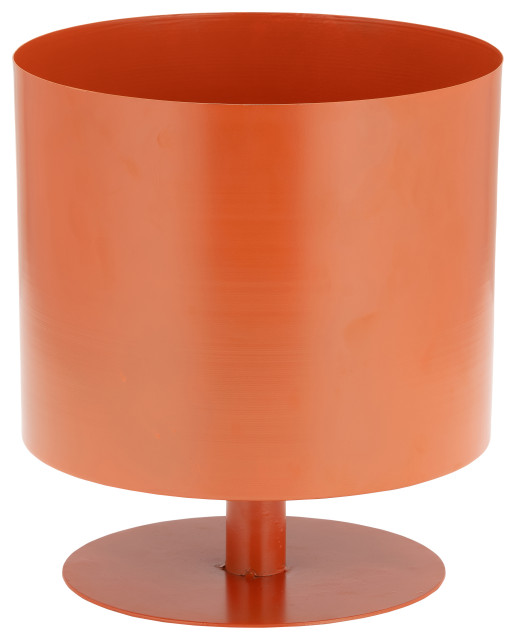 Ec Metal, 10", Flat Round Base Planter, Burnt Orange, 10x10x11 inches ...