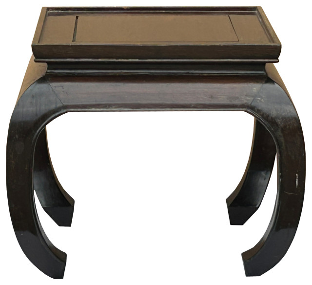 Oriental Chinese Brown Curve Leg Square Side Table Display Stand ...