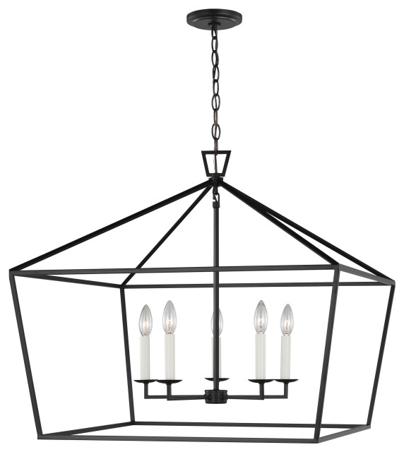 Dianna Five Light Wide Lantern, Midnight Black - Transitional - Pendant ...