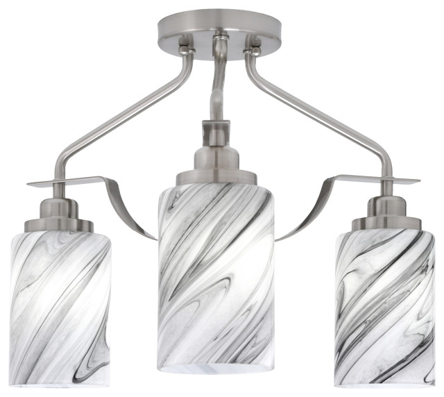 Odyssey 3 Light Semi Flush Mount, Brushed Nickel Finish, 4" Onyx Swirl ...