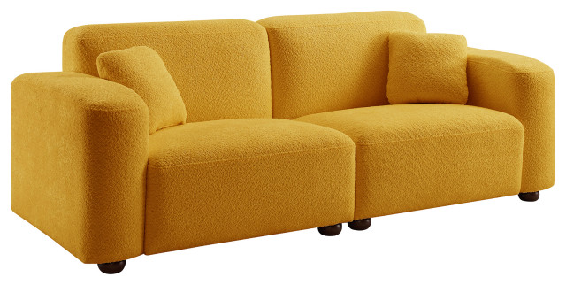 CentaurNoah 83.5" Wide 3 Seater Sofa, Boucle/Linen Upholstery ...