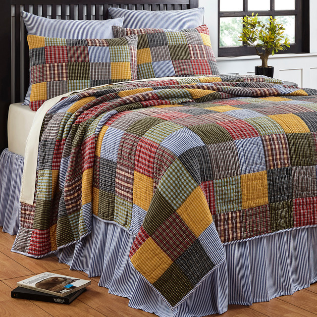 Farm Patchwork Quilt Set, Multicolored, Queen - Farmhouse - Quilts And ...