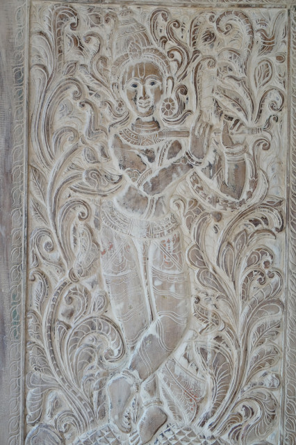 Consigned Vintage Whitewashed Krishna Wall Art Artistic Temple Door ...