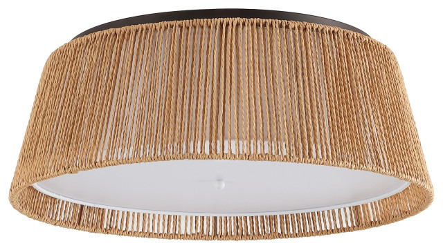 20" 3-Light Handwoven Rope Flush Mount Ceiling Light - Beach Style ...