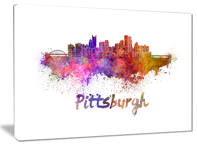 "Pittsburgh Skyline" Cityscape Canvas Artwork Print, 20"x12 ...