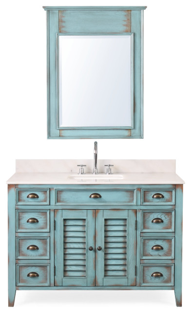 47" Abbeville Distressed Blue Bathroom Vanity - Farmhouse - Bathroom ...