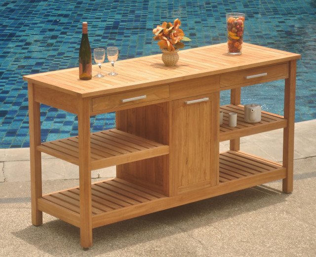 Solvang Teak Buffett - Bar, Outdoor, Patio Serving Area with Ample ...