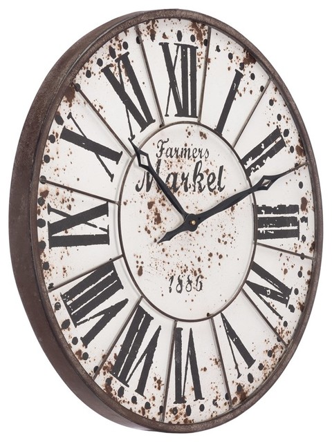 Country Farm Wall Clock, Antique Style, Steel Metal , Lounge Office ...