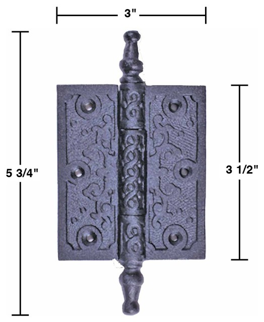 Black Wrought Iron Butt Hinge Antique Victorian Steeple Tip Rust ...
