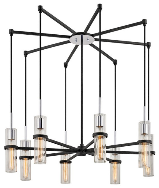 Xavier Eight Light Pendant in Textured Iron - Transitional - Pendant ...