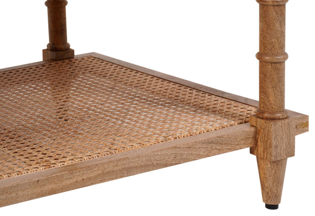 Chesterfield Wood & Cane Display Coffee Table With Turned Legs, Natural ...