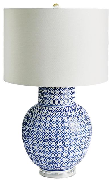 Gorgeous Vintage Style Blue White Fretwork Table Lamp Ginger Jar Urn ...