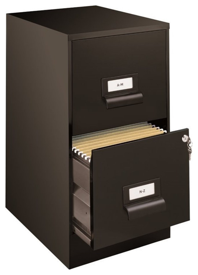 Pemberly Row 2 Drawers Vertical Black Metal Filing Cabinet Pre ...