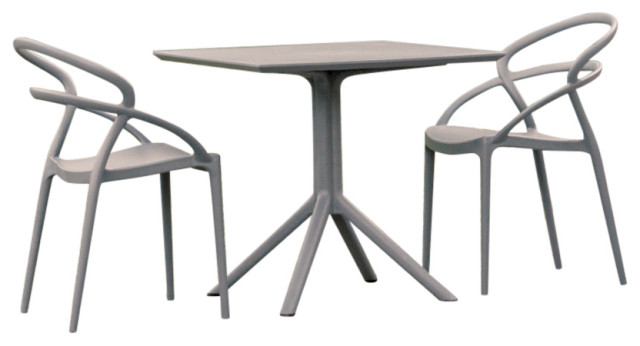 Pia Patio Dining Set With 2 Chairs Dark Gray - Midcentury - Outdoor ...