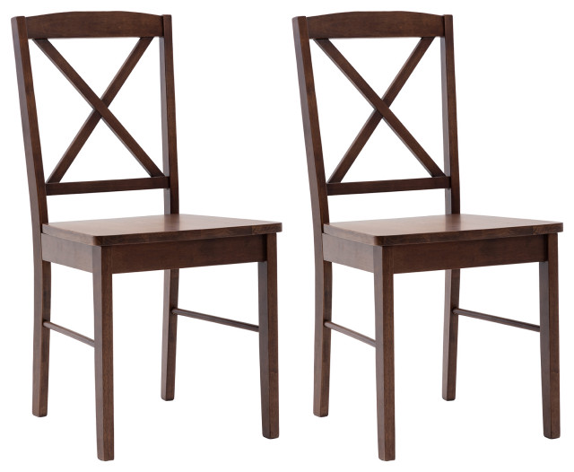 Set of 2 Cross Back Wood Chairs - Transitional - Dining Chairs - by ...