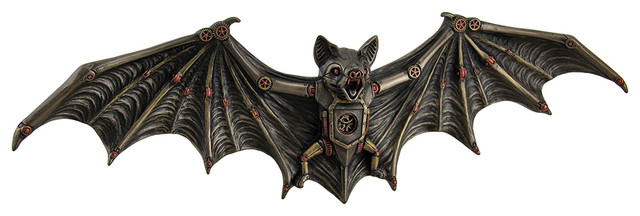 Mechanical Steampunk Vampire Bat Bronze Finish Wall Sculpture, Mini ...