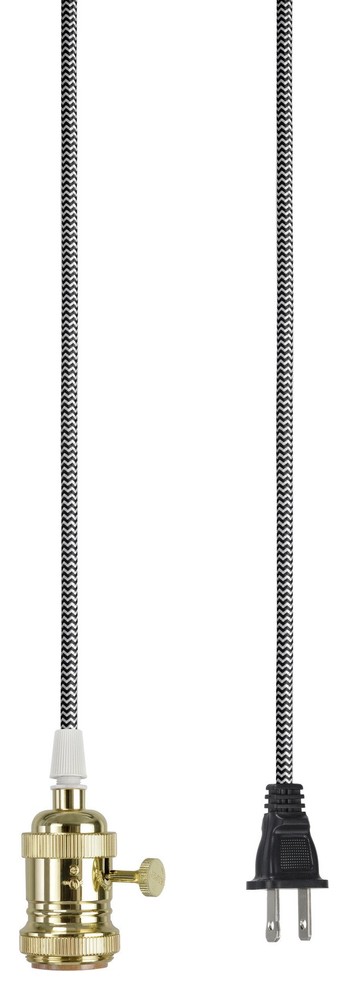 21007-1, 1-Light Plug-in Hanging Socket Pendant Fixture, Polished Brass ...