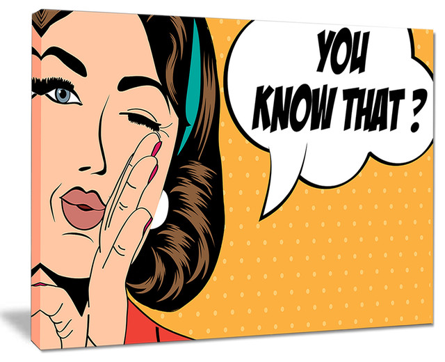 "Retro Woman in Comic Style" Portrait Digital Art Canvas Print, 20"x12 ...