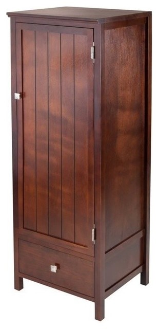 Pemberly Row Transitional Solid Wood Close Cupboard w/ Drawer in ...