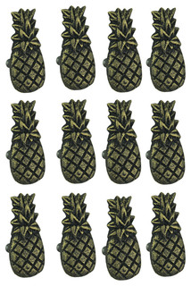 Set of 12 Distressed Antique Brass Finish Cast Iron Pineapple Drawer ...