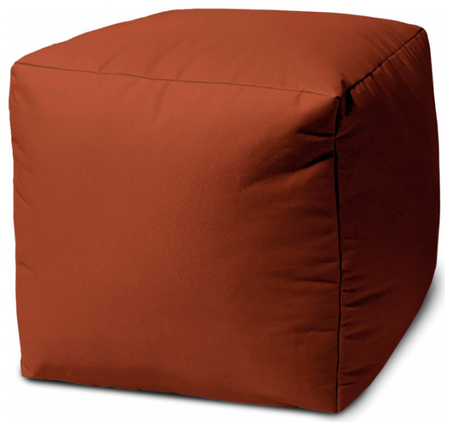 17 Cool Dark Amber Rust Solid Color Indoor Outdoor Pouf Ottoman ...