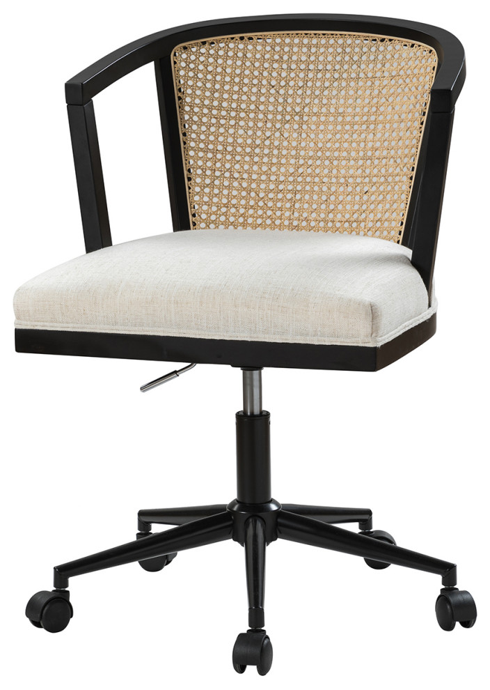 Freda Rattan Swivel Task Chair With Height Adjustment - Tropical ...