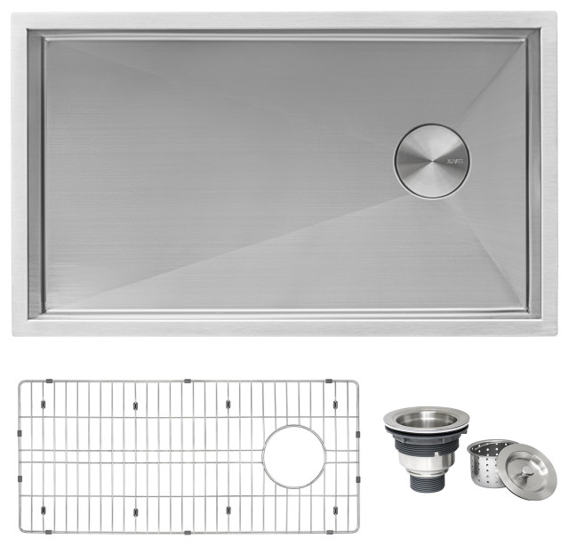 Ruvati RVH7490 32" Offset Drain Sloped Bottom Undermount Kitchen Sink ...