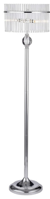 Silver Floor Lamp with Chrome Finish and 3 Crystal Clear Light Shades ...