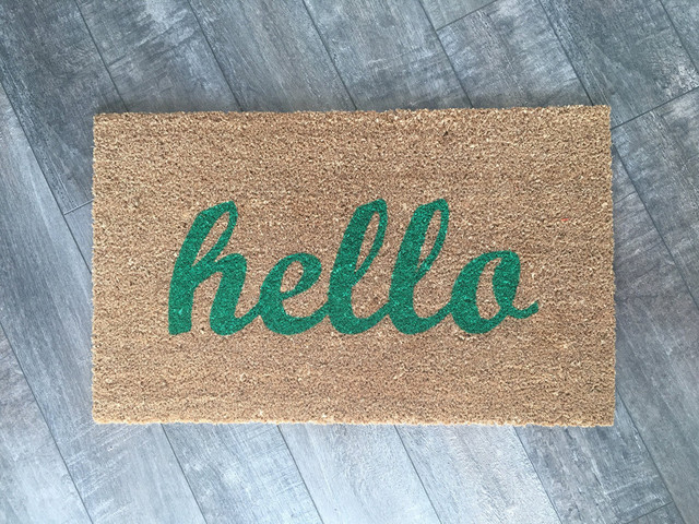 Hand Painted "Hello" Script Welcome Mat - Contemporary - Doormats - by ...