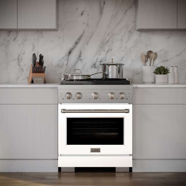 ZLINE 30 in. Gas Range With Convection and White Matte Door, SGR-WM-30 ...