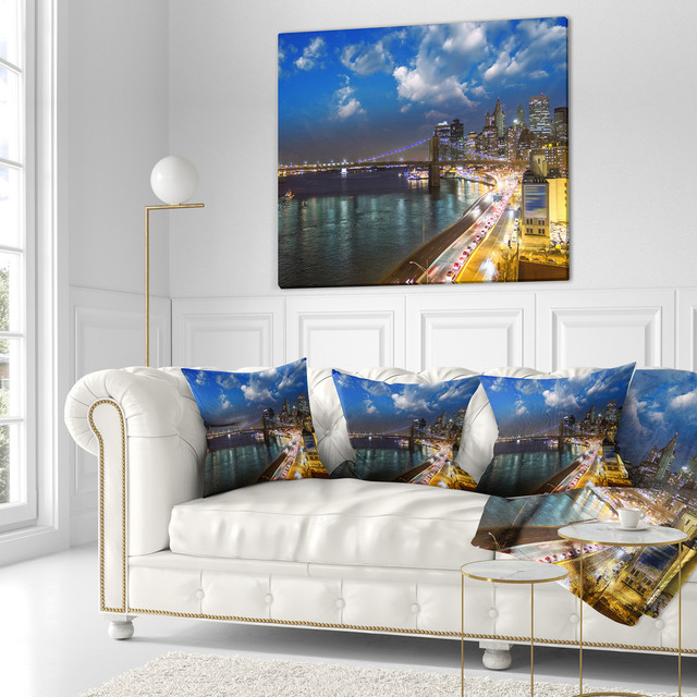 New York City Wonderful Sunset View Cityscape Photo Throw Pillow, 18 ...