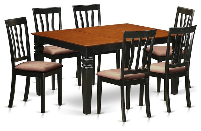 7-Piece Kitchen Table Set With a Dinning Table and 6 Chairs, Black ...