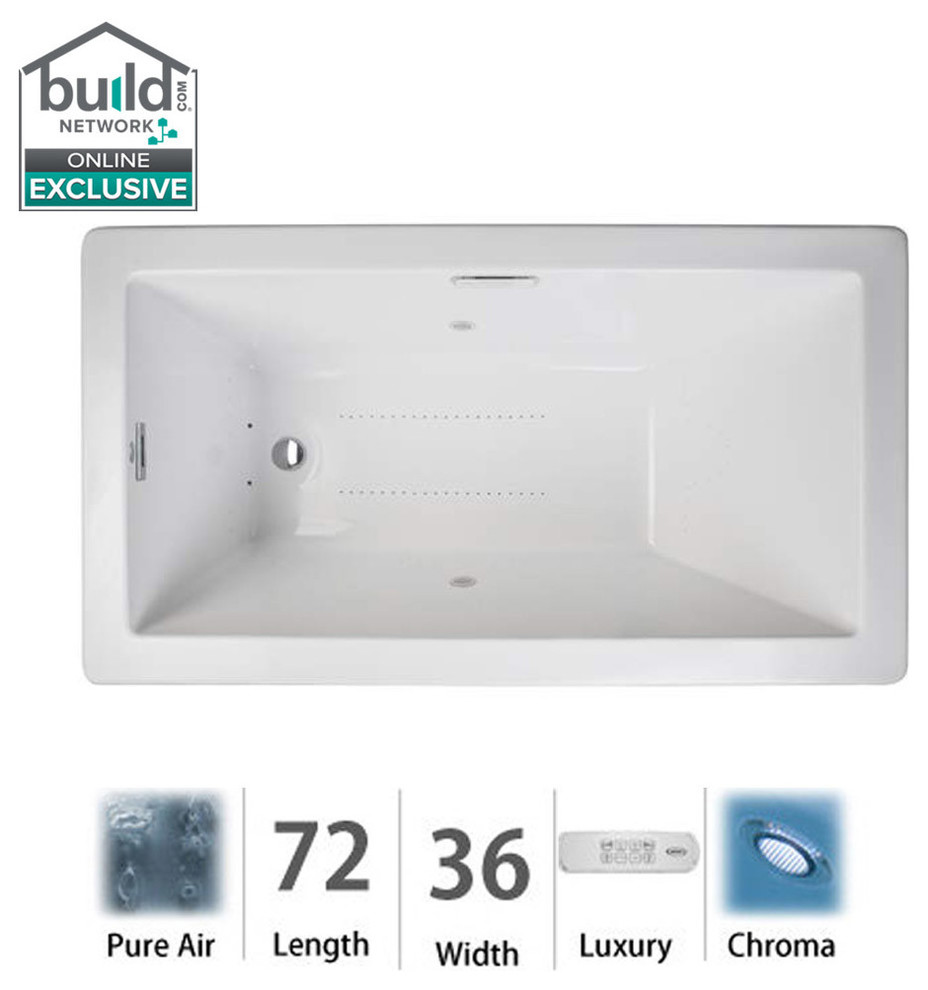 Jacuzzi ELA7236ARL4CX Elara 72" x 36" Pure Air Drop In Bathtub ...