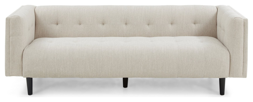 Mid Century Modern Sofa, Padded Back & Arms With Waffle Stitching ...