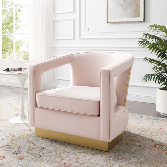 Armchair Accent Chair, Velvet, Pink, Modern, Living Lounge Hotel ...