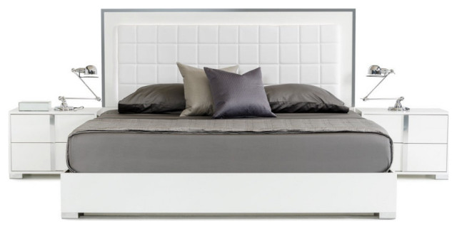 Ashley Marino Modern White Bed, Queen - Contemporary - Platform Beds ...