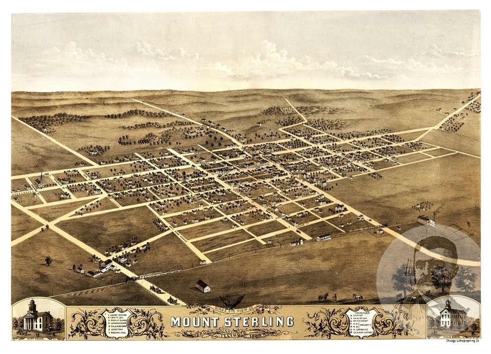 Old Map of Mount Sterling Illinois 1869, Vintage Map Art Print, 12"x18 ...